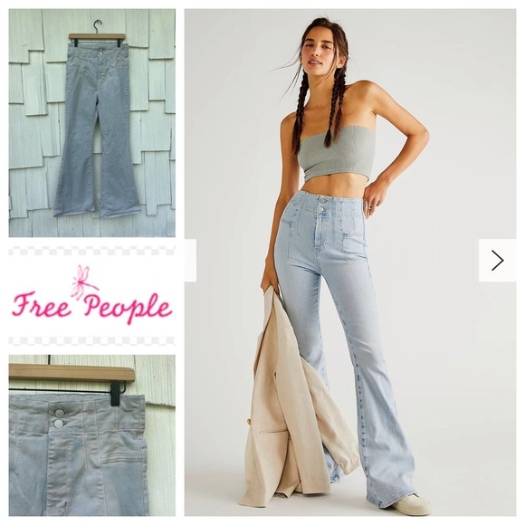 Free People | Jeans | Free People We The Free Jayde Flare Jeans In Ocean Wash 3 | Poshmark